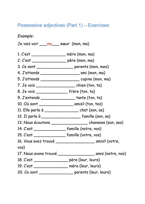 Solution 2 French Possessive Adjectives Article Author Jolifrench