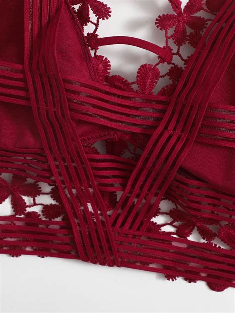 Guipure Lace Longline Bralette Lingerie Shein Usa