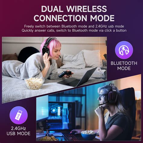 Lishive Low Latency Wireless Gaming Headset With Detachable Noise
