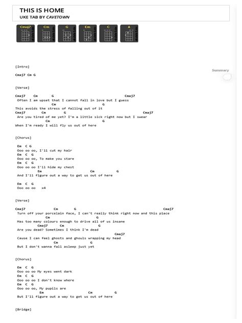This Is Home Uke Tab By Cavetown Ukulele Tabs Pdf