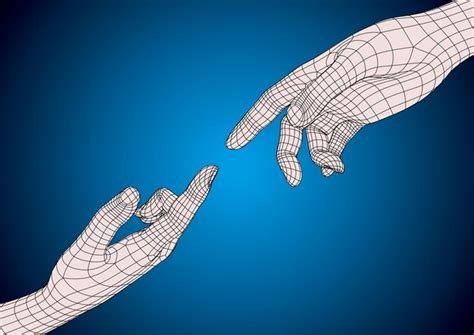 premium vector two human hands pointing each other with index finger