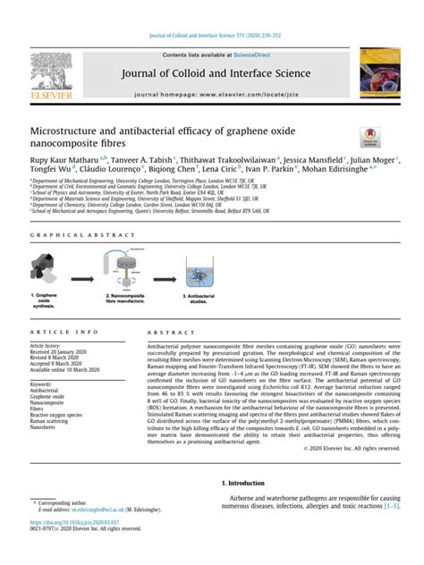 Microstructure And Antibacterial Efficacy Of Graphene Oxide Nanocomposite Fibres Pdf