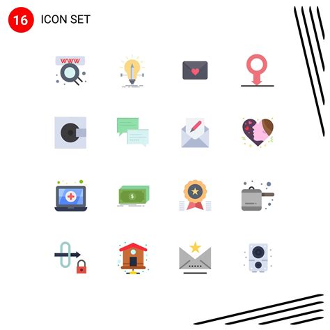 Modern Set Of 16 Flat Colors And Symbols Such As Minidisc Devices