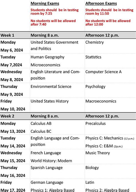 AP Testing Dates