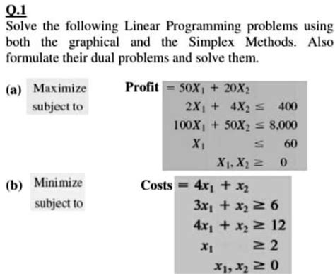 Solved 01 Solve The Following Linear Programming Problems