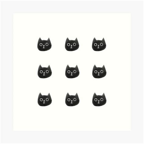Cute Kawaii Void Cat Black Kitten Cartoon Sticker Art Print For Sale