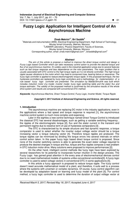 Pdf Fuzzy Logic Application For Intelligent Control Of An