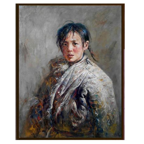 油画作品【藏族女孩】作者朱明朱明兴艺堂