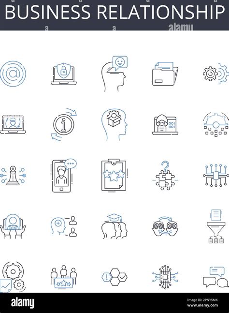 Business Relationship Line Icons Collection Prospecting Acquisition
