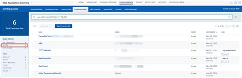 parameter set use filters