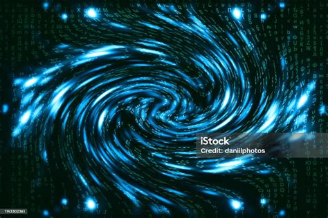 블루 그린 매트릭스 디지털 배경입니다 왜곡 된 사이버 공간 개념 웜 홀에서 녹색 문자가 떨어집니다 해킹 된 매트릭스 가상 현실 디자인 복잡 한 알고리즘 데이터 해킹 시안