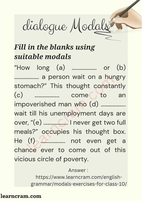 Modals Exercises For Class 10 Cbse With Answers Learn Cram