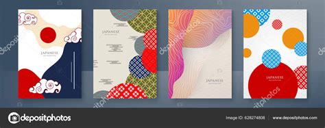 Japanese Background Line Wave Pattern Vector Abstract Template Landscape Pattern Stock Vector By