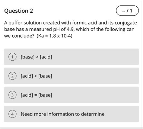 Solved A Buffer Solution Created With Formic Acid And Its Conjugate
