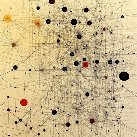 Complex Abstract Network Of Interconnected Nodes And Lines On A Yellow Background Stock Image
