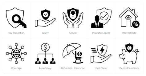 Premium Vector A Set Of 10 Insurance Icons As Key Protection Safety Secure