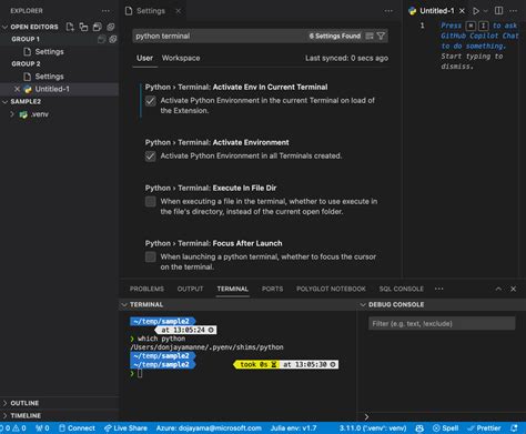 Do Not Show Activation Notification For Tasks Or Debug Terminal · Issue