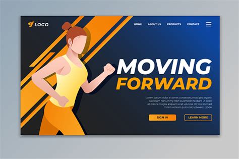 여자 실행 그림스포츠 랜딩 페이지입니다 체육관 개인 트레이너 및 피트니스 센터를위한 웹 페이지 템플릿 디자인 가냘픈에 대한 스톡 벡터 아트 및 기타 이미지 Istock