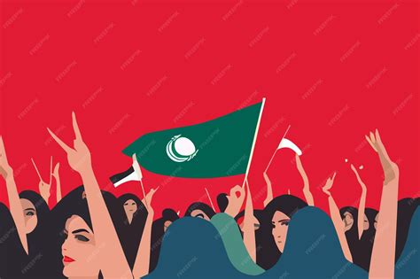 Premium Vector Protests In Iran Image Of Girls Wearing Hijab Women
