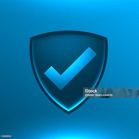 데이터와 개인 정보를 보호하기 위해 체크 표시가 있는 안전 방패 로고 개념에 대한 스톡 벡터 아트 및 기타 이미지 개념