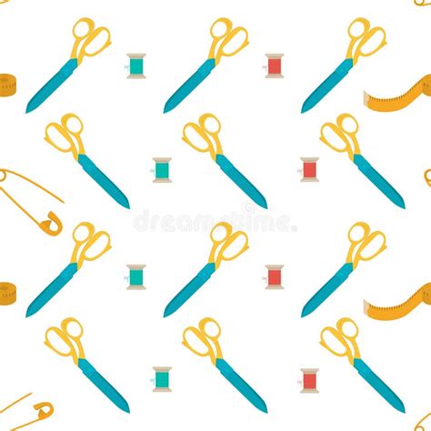 Seamless Pattern Set Of Tools For Sewing Stock Illustration Illustration Of Design Handiwork