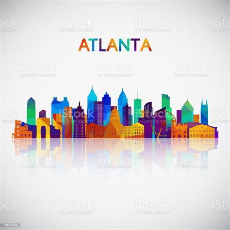 다채로운 기하학적 스타일에서 애틀랜타 스카이 라인 실루엣입니다 디자인에 대 한 기호입니다 벡터 일러스트입니다 애틀랜타에 대한 스톡 벡터 아트 및 기타 이미지 Istock