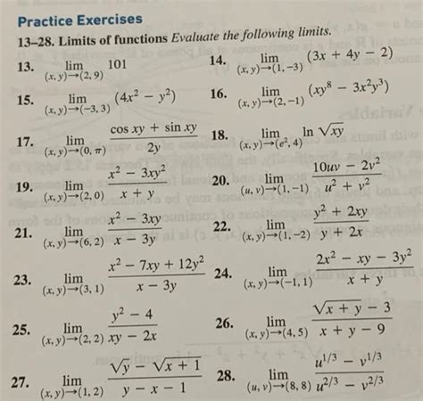 Solved Practice Exercises Limits Of Functions Chegg Com