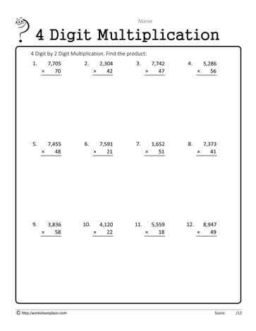 Digit By Digit Multiplication Worksheets