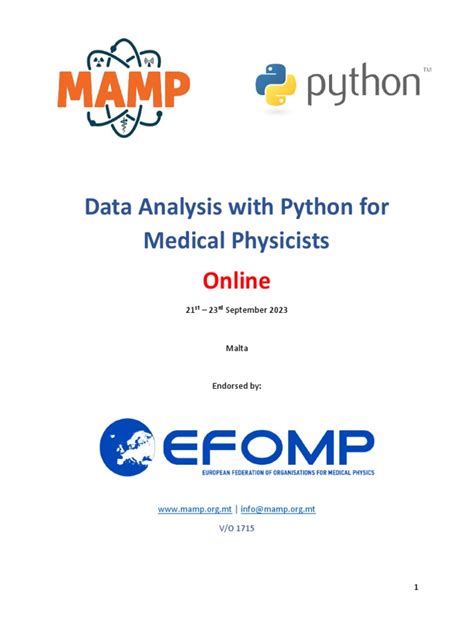 Python Course Document 2023 3 3 Pdf Medical Physics Medical Imaging