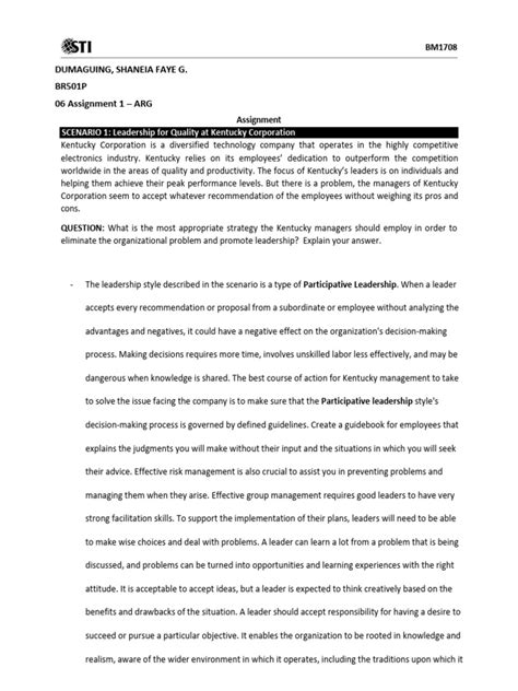 06 Assignment 1 Arg Pdf Leadership Goal