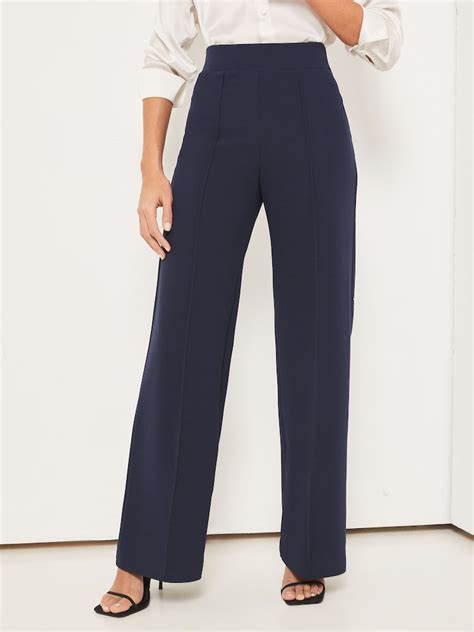 Buy Navy Blue Twill Lipsy High Waist Wide Leg Trousers From Next Bahrain