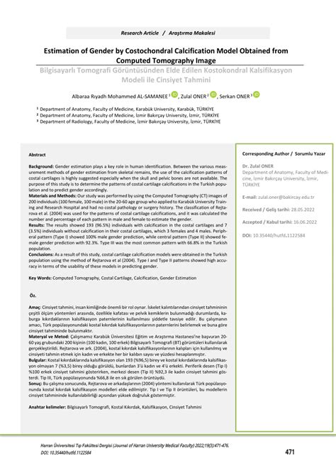 Pdf Estimation Of Gender By Costochondral Calcification Model