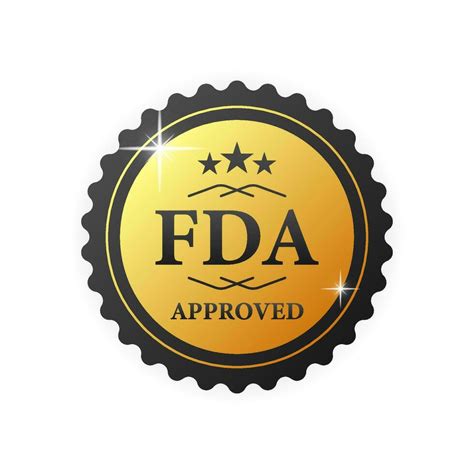 Fda Approved Gold Rubber Stamp On White Background Realistic Object