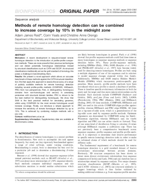 Pdf Bioinformatics Original Paper Doi101093bioinformaticsbtm355 Sequence Analysis