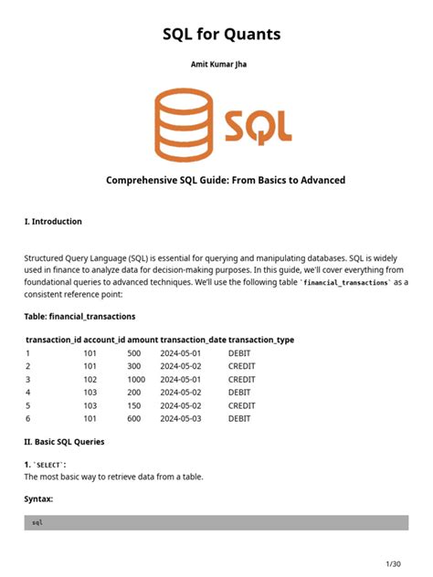 sql quants pdf database index sql