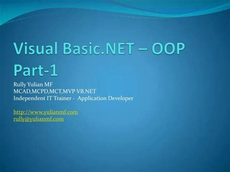 Ppt Visual Basicnet Oop Part 1 Powerpoint Presentation Free
