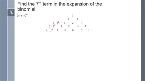 Find The 7th Term In The Expansion Of The Binomial Youtube
