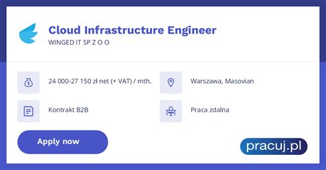 Oferta Pracy Cloud Infrastructure Engineer Winged It Sp Z O O Warszawa