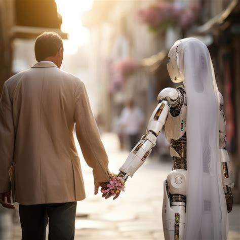 Free Photo Man Hanging Out With Robot