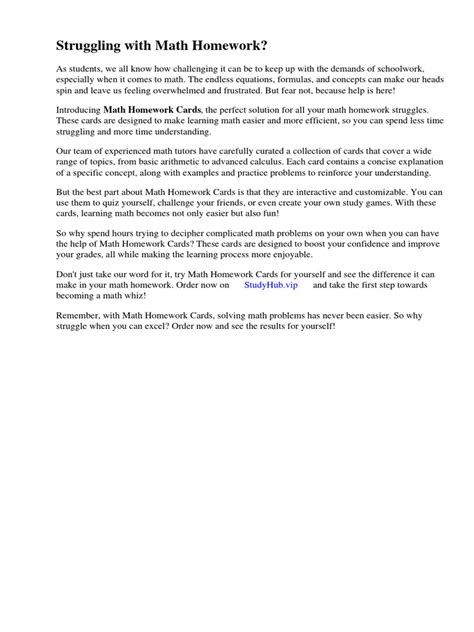 Maths Homework Cards Pdf Mathematics Homework