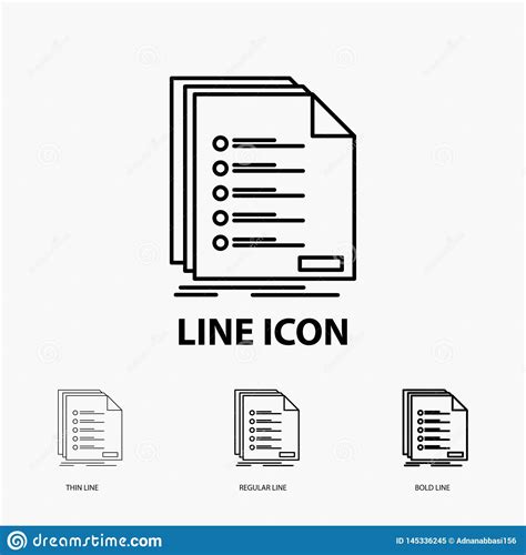 Check Filing List Listing Registration Icon In Thin Regular And Bold Line Style Vector
