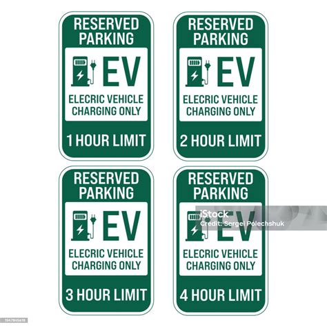 예약된 주차장 Ev 전기차 충전 전용 1 2 3 4 시간 제한 개념에 대한 스톡 벡터 아트 및 기타 이미지 개념 개념과 주제 경계 표지 Istock