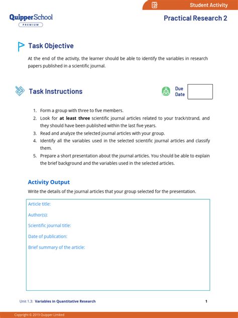 Final Sa Pr2 11 12 11 12 Unit 1 Lesson 3 Variables In Quantitative Research Pdf