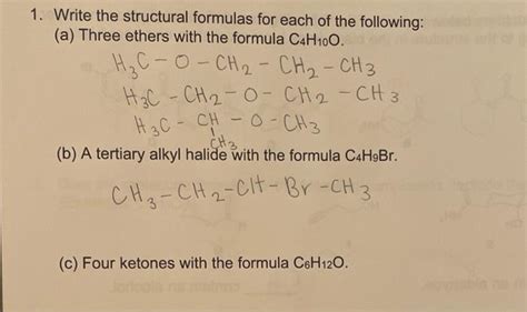 Write The Structural Formulas For Each Of The Chegg Com