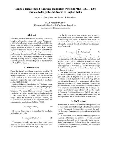 Tuning A Phrase Based Statistical Translation System For The Iwslt