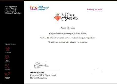 Anmol Chouksey On Linkedin Xcelerate Warrior Tcsgems Tcser