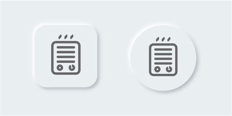 Heater Line Icon In Neomorphic Design Style Warm System Signs Vector