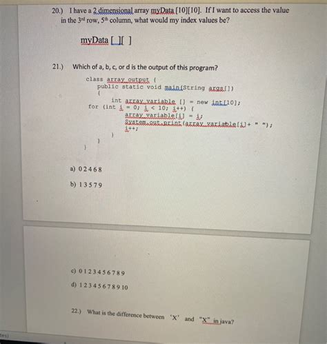 Solved 20 I Have A 2 Dimensional Array Mydata 10 10