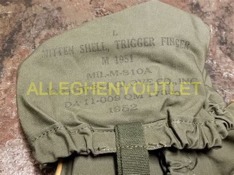 Us Military M 1951 Korean Era Trigger Finger Mitten Gloves Shell Large