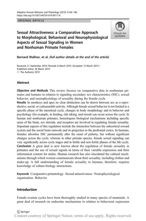 Pdf Sexual Attractiveness A Comparative Approach To Morphological Behavioral And